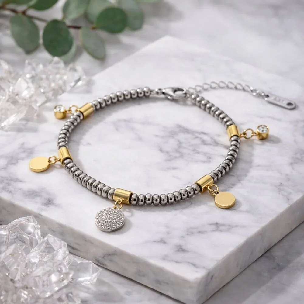 NKULTD | Jewelry | Minimalist Mixed Metal Charm Bracelet 8k Gold Plated ...
